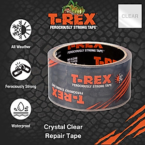 T-REX Ferociously Strong Repair Tape, Sticks to Wet Surfaces, All Weather and UV Resistant, 1.88" x 9 Yards, Clear, 1-Roll (241535)