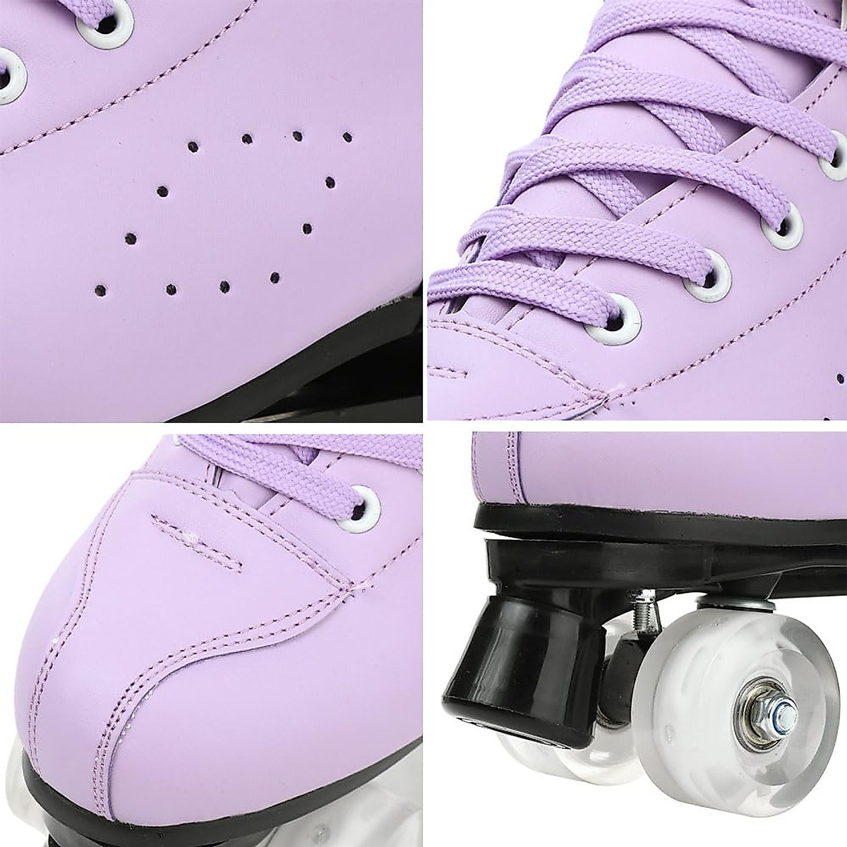Womens Roller Skates Classic High-top Double-Row Leather Adult Roller Skates Outdoor Four Wheel Double Skates for Girls Unisex 39=US:7.5