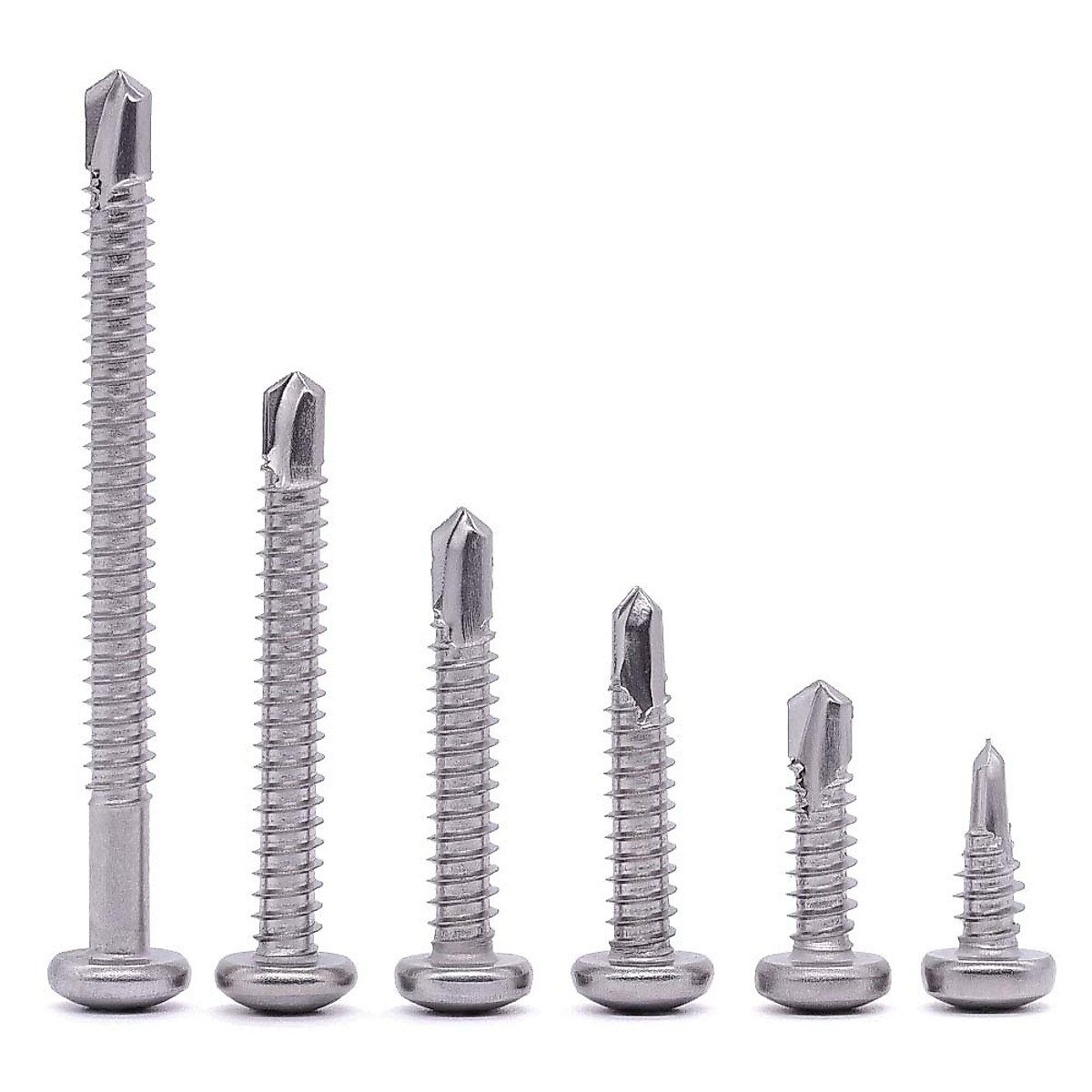#6 x 1/2" Pan Head Self Drilling Screws, Phillips Drive, 410 Stainless Steel Sheet Metal Screws,Self Tapping, Dovetail, Pack of 100