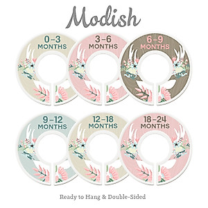 Modish Labels Baby Clothes Size Dividers, Baby Closet Organizers, Size Dividers, Baby Closet Organizers, Closet Dividers, Clothes Organizer, Girl, Woodland, Deer, Boho, Floral Antlers, Flowers (Baby)