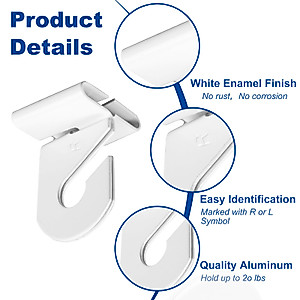 Wozoohyi White Suspended Ceiling Hooks 10 Pairs Metal Ceiling Hanging Hook,Ceiling Grid Clips for Offices Home Plants Decorations,T-Bar Suspended Ceiling Hooks Hold Up to 20 Lbs (A-White 10 Pcs)