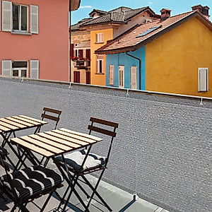 iCover 3.5x16.5ft Balcony Privacy Screen Fence, UV-Resistant Railing Fence Cover for Porch Deck Backyard Patio Garden, Cable Zip Ties Included, Grey