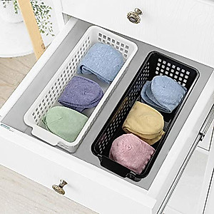 Utiao Plastic Storage Organizer Basket Trays, White, Grey, Black(6 Packs)