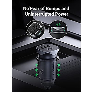 UGREEN USB C Car Charger, PD 20W & QC18W Fast Car Charger Adapter, Dual Port Mini USB Car Charger Compatible with iPhone 14/13/12/11/X/8, iPad, Galaxy S23/S22/S21/S20/Note 20, Google Pixel, LG