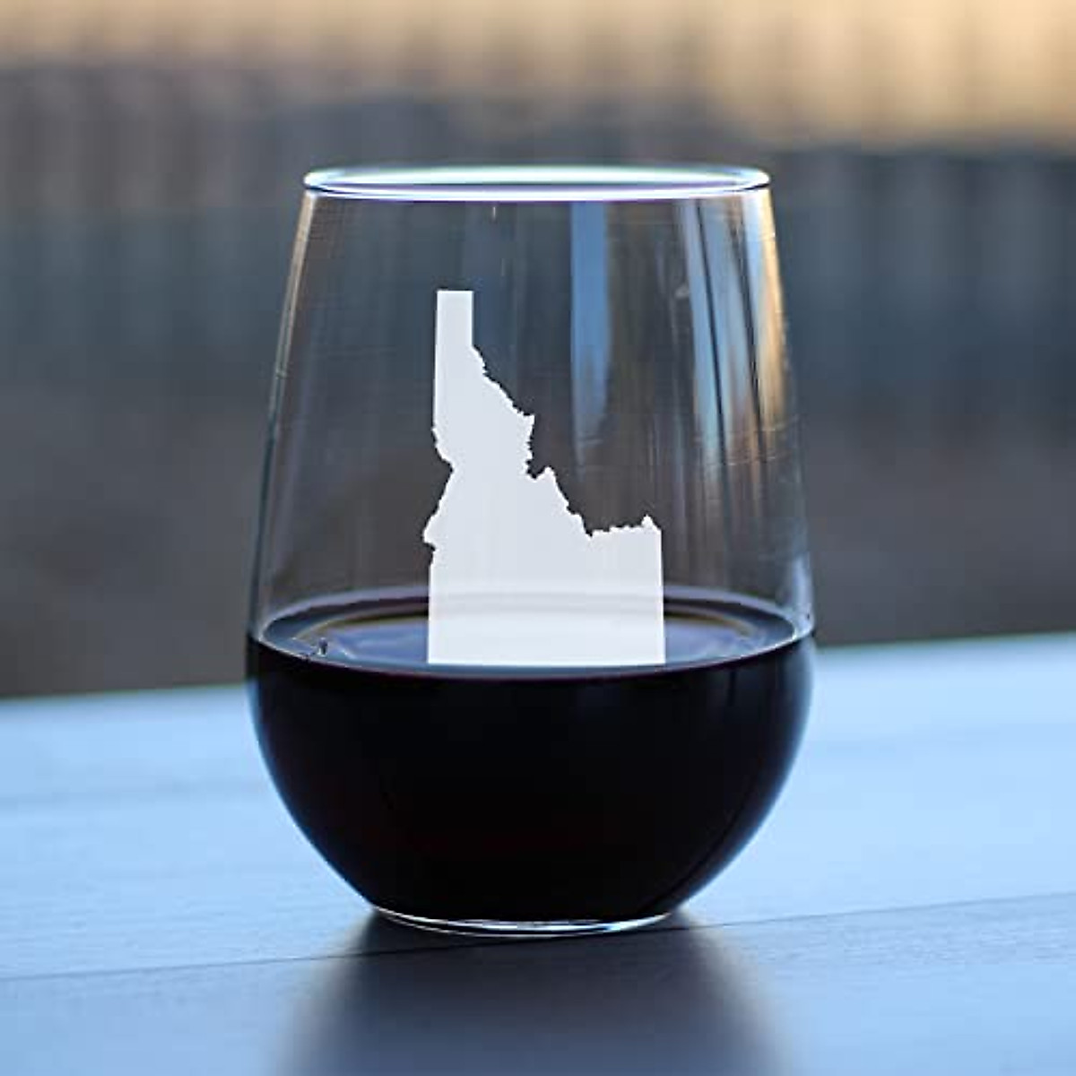 Idaho State Outline Stemless Wine Glass - State Themed Drinking Decor and Gifts for Idahoan Women & Men - Large 17 Oz Glasses