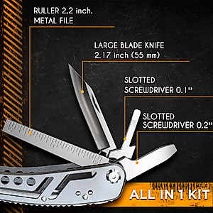 Multitool 24-in-1 with Mini Tools Knife Pliers and 11 Bits - Multi Tool All in One Multi Function Gear for Men Best Multi-tool Kit for Work EDC Camping Backpacking Survival - Great Gift for Men 2238