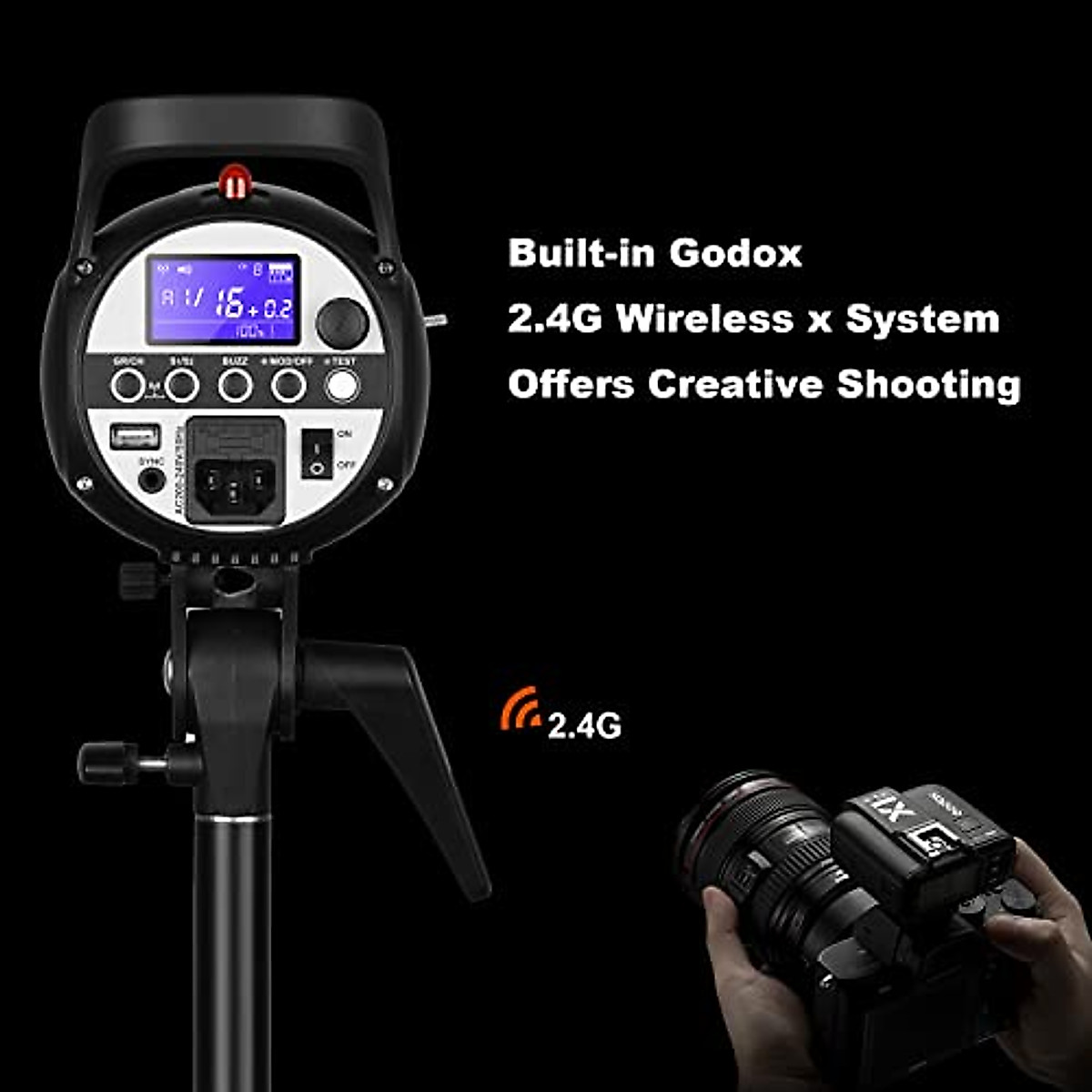 Godox SK400II 400Ws GN65 5600K Studio Strobe Flash Monolight Light for Studio Shooting,with Built-in Godox 2.4G Wireless X System,150W Modeling Lamp(Bowens Mount)