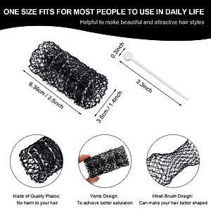 20 Pieces Hair Styling Brush Roller Hair Curler Roller Hair Mesh Roller and 20 Pieces Plastic Roller Picks for Women Girls Hair Styling (2.5 x 1.4 Inch,Black)