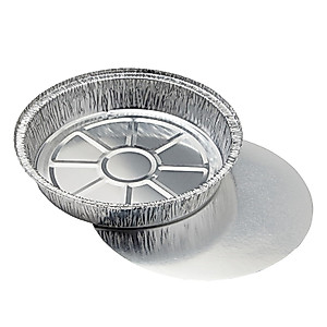 25 Pack 9 Inch Round Aluminum Pans with Lids, Disposable Foil Pie Tins for Baking, Roasting, Broiling, Cooking