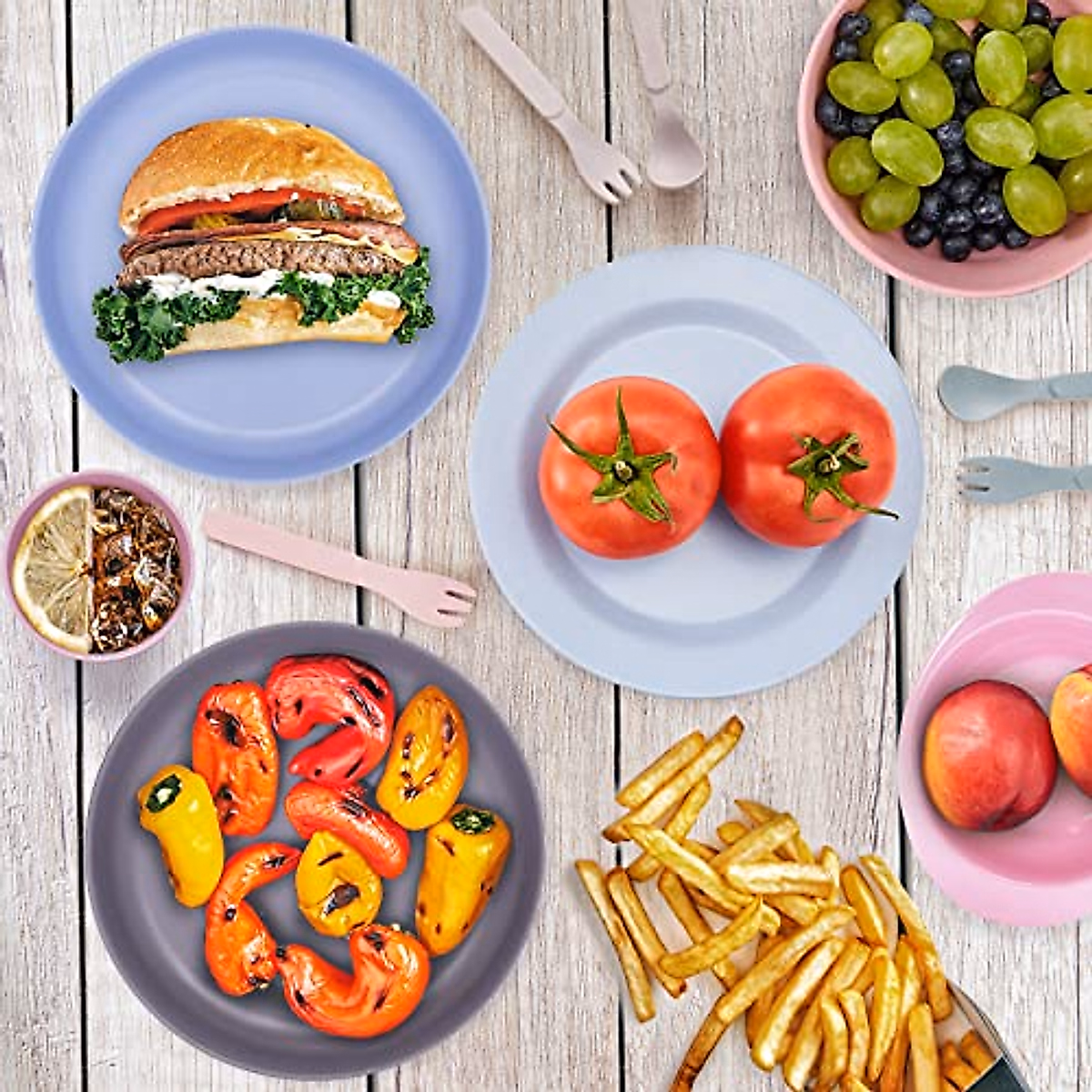 HM-tech 6pcs Bamboo Kids Cups for Baby feeding, Toddler cups for Drinking，Tableware for Baby Toddler Kids Bamboo Kids Dinnerware sets