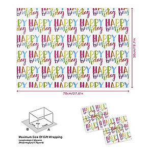 Happy Birthday Wrapping Paper For Kids Girls Boys Women Men, Gradient Rainbow Color Birthday Gift Wrap Paper, Wrapping Paper Birthday 6 Sheets Folded Flat 20x28 inches per sheet