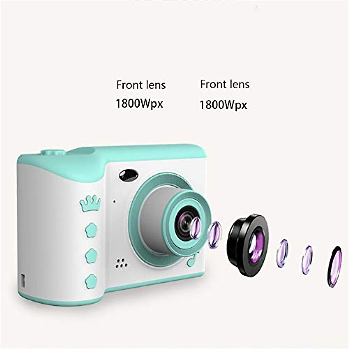 2.8 Inch Children Boy Camera Toy Digital Camera Touch Screen Mini Camera Recording 8.0MP Double Lens Children Camera Birthday Gift (Memory Card + 16G),Blue