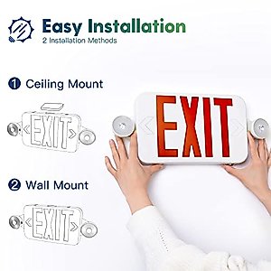 FREELICHT 12 Pack Exit Sign with Emergency Lights, Two LED Adjustable Head Emergency Exit Light with Battery, Exit Sign for Business