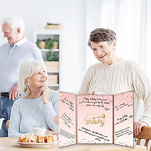 Crenics Rose Gold Happy Birthday Decorations, Creative Birthday Guest Sign in Book Alternative, Birthday Signature Book 18" x 12", Great Birthday Gifts for Women or Girls