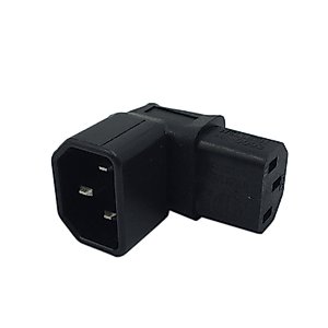 CERRXIAN Down Angle IEC 320 C14 3 Pin Male to C13 Female PDU PSU UPS Power Extension Adapter Receptacle for LCD LED TV Wall Mount