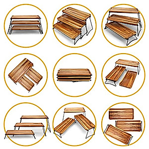 3 Tier Cupcake Stand and Towers Serving Tray for Party, Acacia Wooden Dessert Table Display Set, Decorative Tray Tiered Tray Decor Small Chees Charcuterie Boards Rustic Wood Serving Platters and Trays