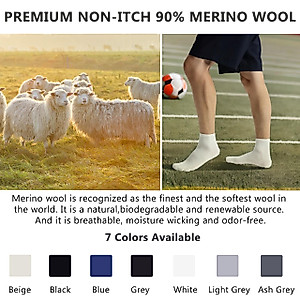 RTZAT 90% Merino Wool Ankle Men's Women's Athletic Business Casual Running Moisture Wicking Everyday Thin Wool Socks, Large, Black, 3 Pairs