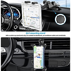 XWXELEC Tablet Holder for Car Windshield/Dashboard/Air Vent Mount, Suciton Cup Tablet Stand, 360° Rotation, for iPad Pro /9.7/11/10.5/Air/Mini 6 5 4, Samsung Galaxy Tab, 6"-10.5" Tab Tablets