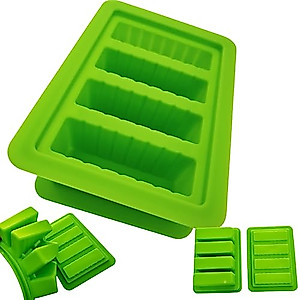 Butter Molds Silicone Tray 2packs - with Silicone Spatula, Container with Lid 4 Stick Forms for Making Herb Butter Candles Baking Cookies (LXE02.2 Green & Purple)