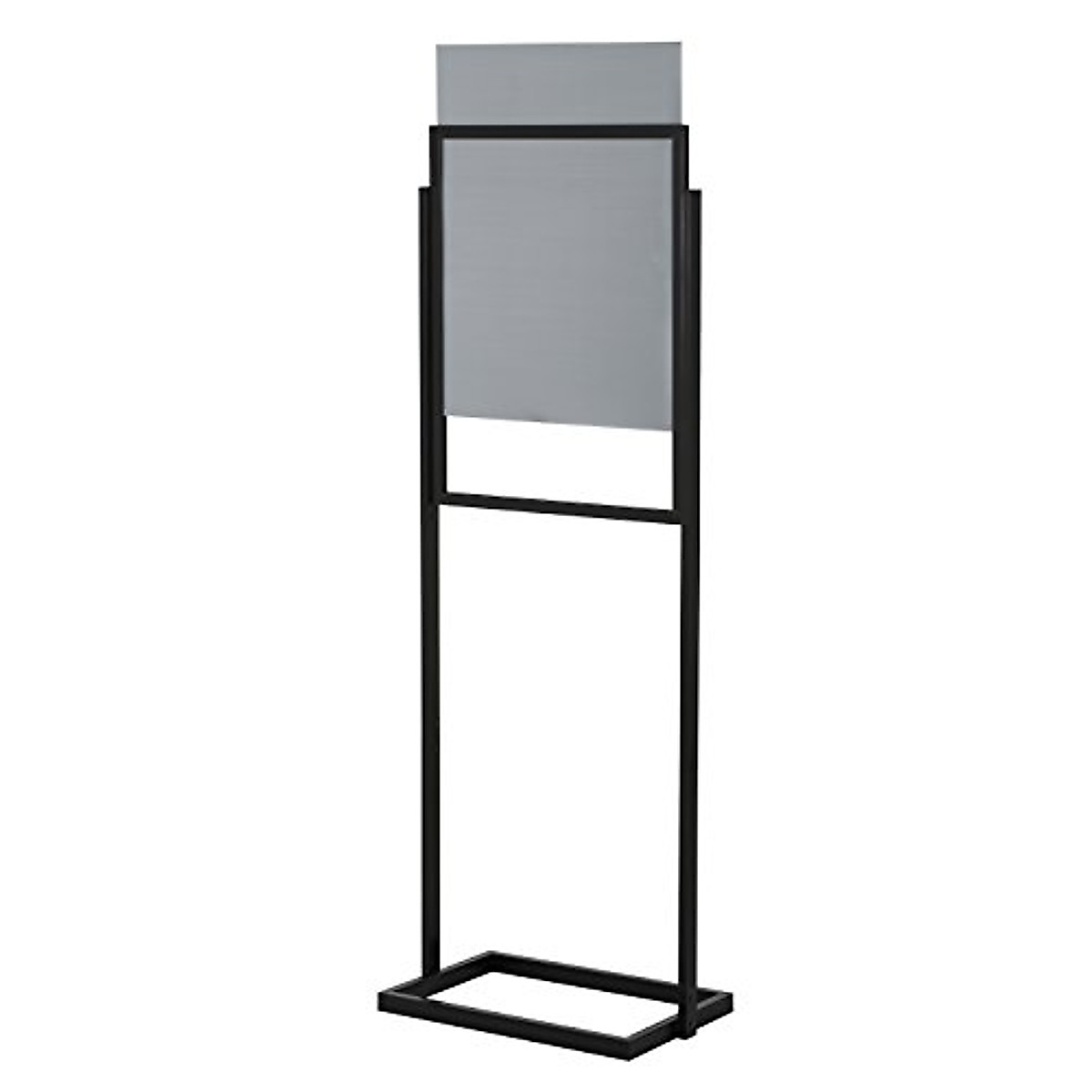 M&T Displays Metal Eco Info Board, Black 18x24 Inches Slide-In Poster Sign Holder 1 Tier Double Sided Floor Standing Pedestal Advertising Display with Backing and Anti-Glare PET Cover