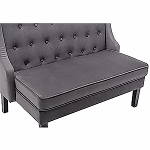 Andeworld Modern Loveseat Settee Button Tufted Sofa Couch Upholstered Banquette Dining Bench Living Room Funiture,Grey