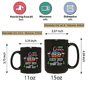 Gift for Camp Lovers Flamingo Graphic RV Camping with Classy Saucy and Smart Assy Humor 11oz 15oz Black Coffee Mug