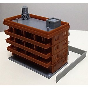 Outland Models Railway Modern City Building 4-Story Apartment (Large) Z Scale