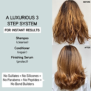 Iles Formula Discovery + Travel Kit: Cleanse, Repair, and Protect All Hair Types, Haute Performance Shampoo + Conditioner + Finishing Serum & Comb, 4 Sachets