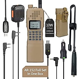 Baofeng AR-152 10W Ham Radio Military Grade Two Way Radio for Adults,Long Range Rechargeable Tactical Radio with Speaker Mic and Tactical Antenna Full baofeng Accessories Walkie Talkies