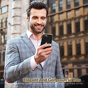 LOHASIC for iPhone 12 Pro Max Leather Case, Slim Luxury Elegant Men Women Business PU Cover Soft Non-Slip Grip Shockproof Anti-Scratch Protective Phone Cases for iPhone 12 Pro Max 6.7 inch - Black