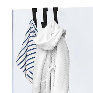 WLLHYF 5 Pack Towel Hook Stainless Steel Water Proof Over Shower Door Hook for Bathroom Frameless Glass Door 0.82in(2.1cm) Hanging Towels Robe Clothing Brush, Matte Black