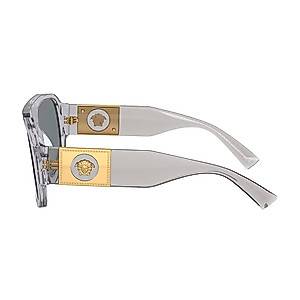 Versace VE 4436U 530580 Transparent Grey Plastic Pillow Sunglasses Blue Lens