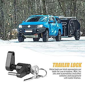 Trailer Hitch Coupler Lock, Dia 1/4 Inch, 3/4 Inch Span Trailer Tongue Coupler Lock, Latch and Clip Travel Kit Receiver for Security, Coupling Lockable Anti Theft Cover for Towing Truck Car (Black)