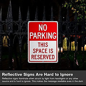Faittoo No Parking This Space Is Reserved Sign, 2-Pack 14 x 10 Inch Reflective Aluminum Sign, UV Protected and Weatherproof, Durable Ink, Easy to Install and Read, Indoor/ Outdoors Use