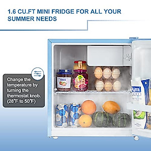 Frestec 1.6 Cu' Mini Refrigerator, Small Refrigerator, Mini Fridge with Freezer, Compact Refrigerator, Blue (FR 160 BLUE)
