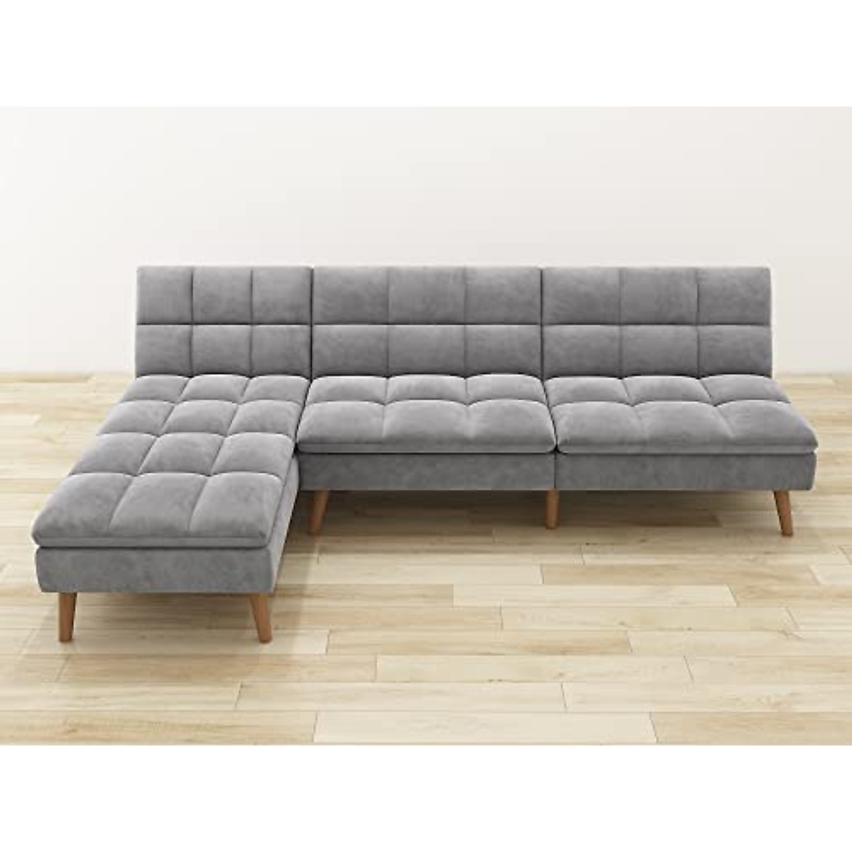 Gold Sparrow Bovey Convertible Sofa Bed Sectional, Fog