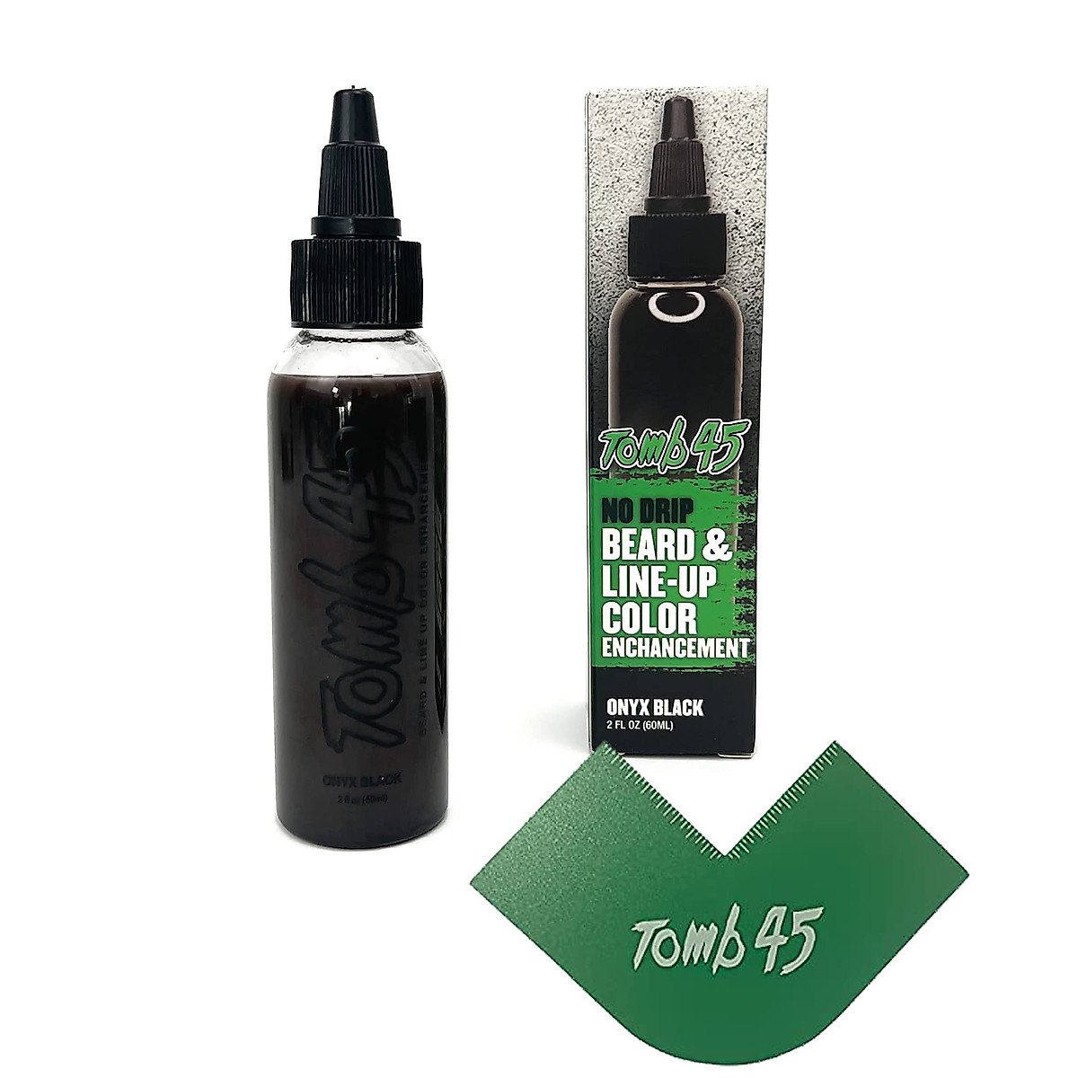 Tomb45 Beard & Lineup Enhancement Coloring + Klutch Card 2.0 (Green) | Water-proof, Shampoo-Safe, Safe on Skin (Onyx - Black)