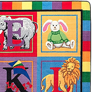 Flagship Carpets ABC Letter Blocks Area Rug for Children's Classroom Floor Mat, Play Room Carpet and General Educational Activities, 7'6" x 12', Multi-Color