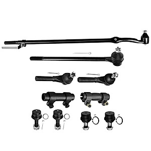 SCITOO 10pcs 4WD Front Suspension Kit Inner Tie Rod End Outer Tie Rod End Adjusting Sleeve Lower Ball Joint Upper Ball Joint Fit 1987-1996 For Ford For F-150 Bronco