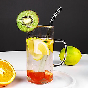 SOOMILE Reusable Glass Straws Set, Pack of 4 Clear Glass Straws With Cleaning Brush (2bent2straight)