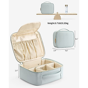 Vlando Makeup Bag, Travel Makeup Bags,Large Portable Make Up Bag Organzier with Dividers and Handle Gifts for Women Girls,Traveler,Christmas,Wedding Blue