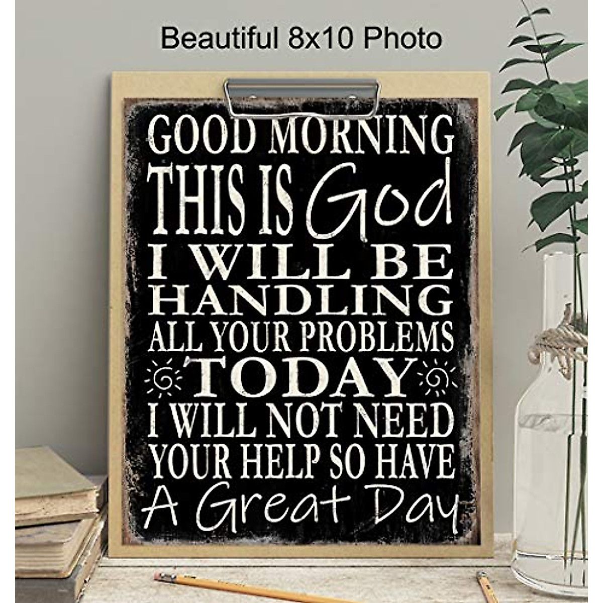 God Wall Decor Picture - Faith Wall Decor - Religious Gifts for Men, Women - Catholic Gifts for Men - Funny Christian Wall Art - Church Decorations - Grateful Wall Art - Inspirational Wall Decor Sign