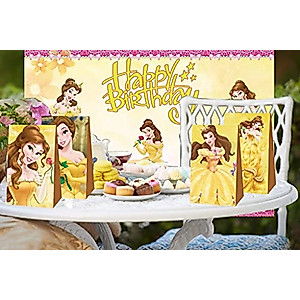 12 Pieces Beauty and the Beast Gift Bags Beauty Princess Party Favors Gift Bags Beauty Beast Princess Themed Candy Bags for Girls Baby Shower Decorations
