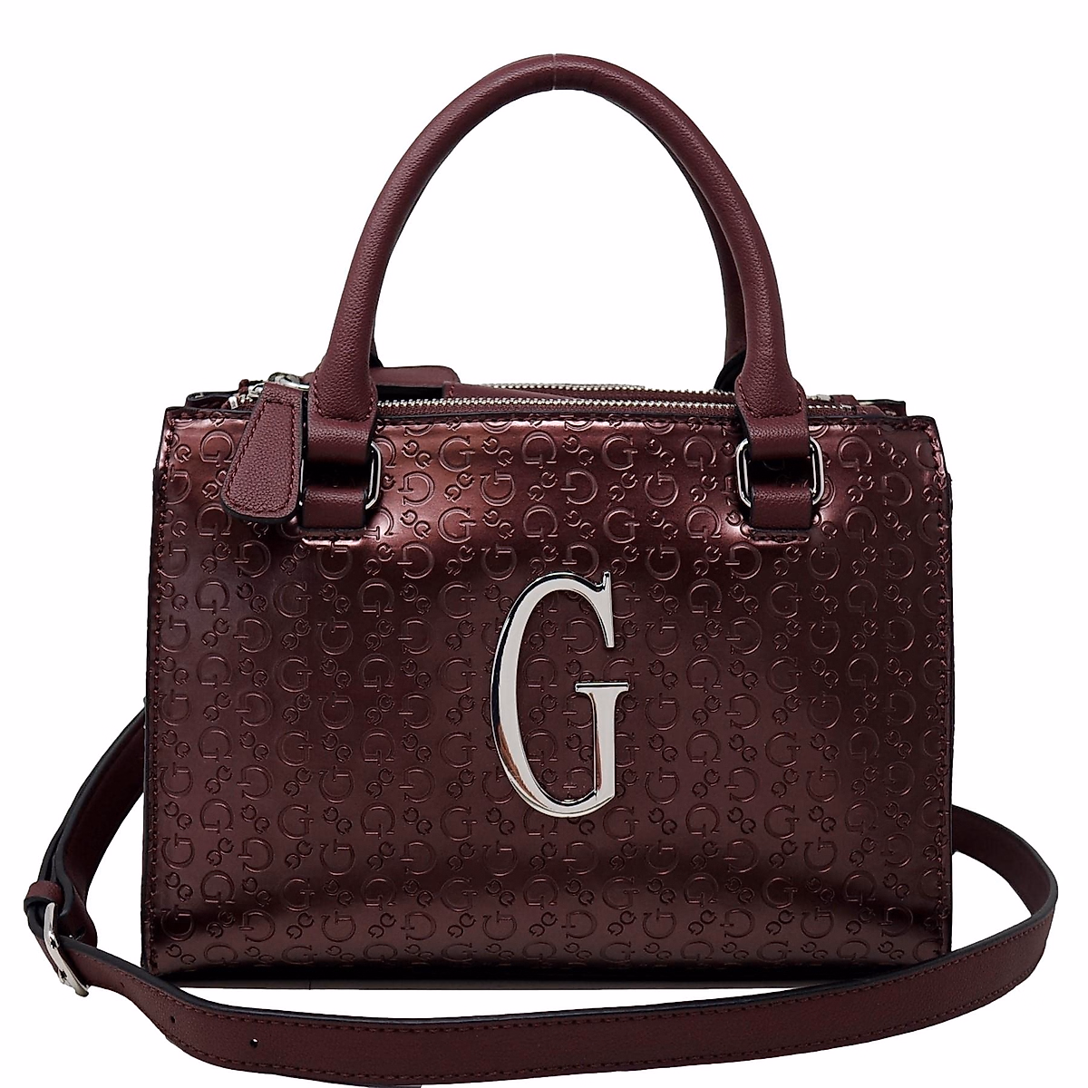 GUESS Women's Eveleth Logo Debossed Small Crossbody Handbag - Bordeaux