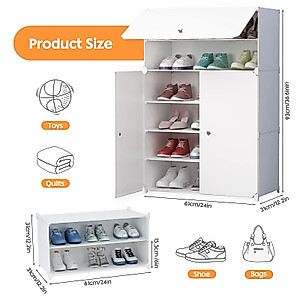 enlitoys Shoe Rack Organizer 6-Tier Shoe Cabinet Expandable Free Standing Shoe Rack (24x12x36 inches) Portable Shoes Organizer Covered Shoe Rack White
