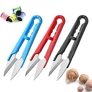 3PCS Sewing Scissors, JJOO Yarn Thread Cutter Mini Small Snips Trimming Nipper, Great for Sewing, DIY Supplies (Blue, Red, Black)