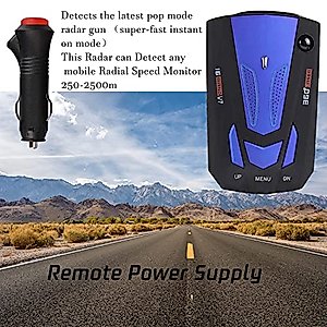 New Radar Detector, Driving Aids with Mute Memory, City/Highway Mode, Long Range Detection, Led Display, Ideal Gift for Cars （Blue）