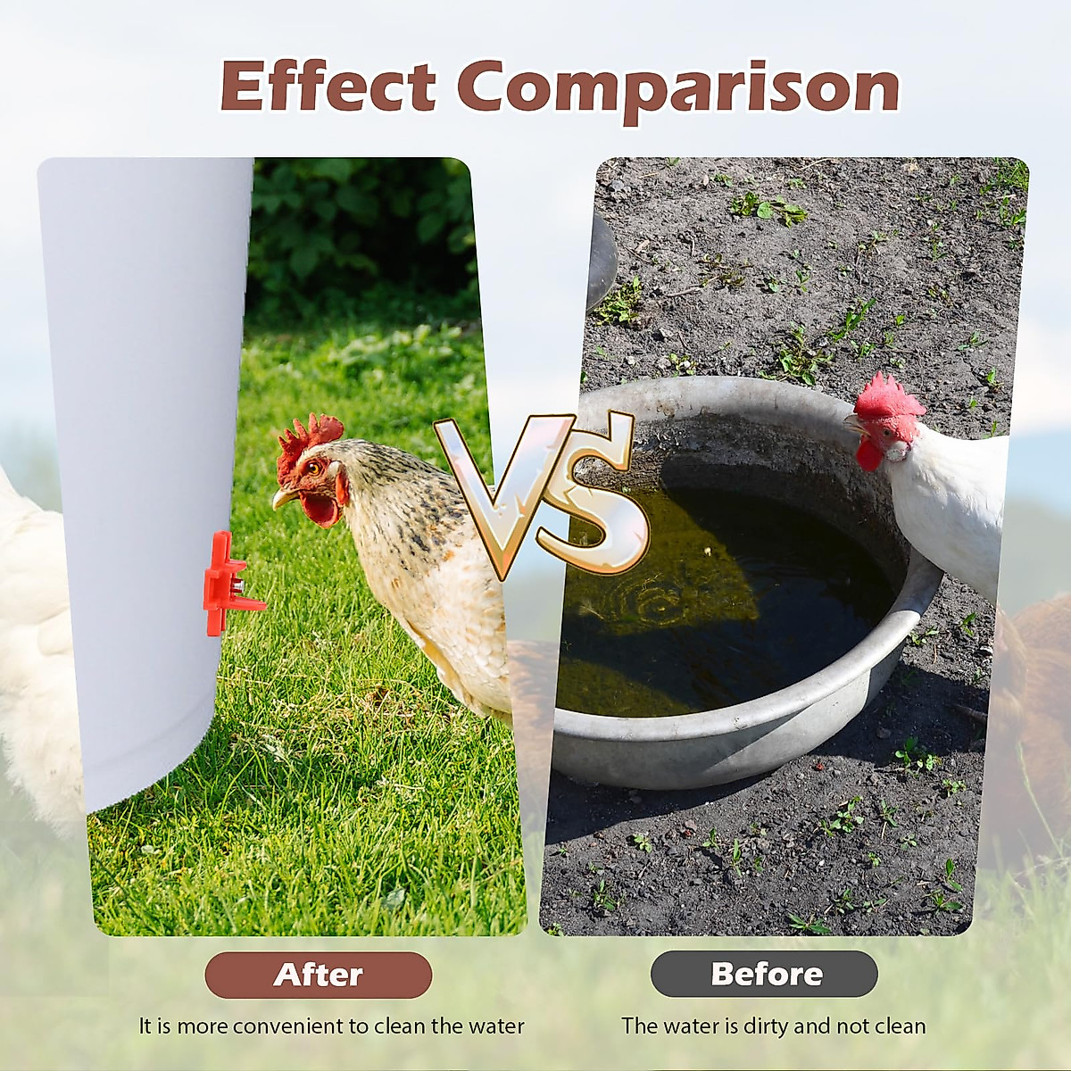 Chicken Water Nipples, 25 Pcs Horizontal Poultry Automatic Waterer Nipples for Bucket with 25 Pcs Ring Gaskets, 25 Pcs Wing Nuts, 9mm Drill Bit and an Installation Tool Ullnosoo