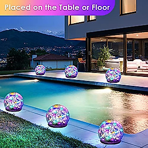 Keevvon Solar Garden Lights - 2 Pack of Solar Starburst Swaying Light and 4 Pack of Cracked Glass Solar Globe Lights, Solar Outdoor Lights Decorative Yard Patio Pathway Decoration, Warm White, Multico