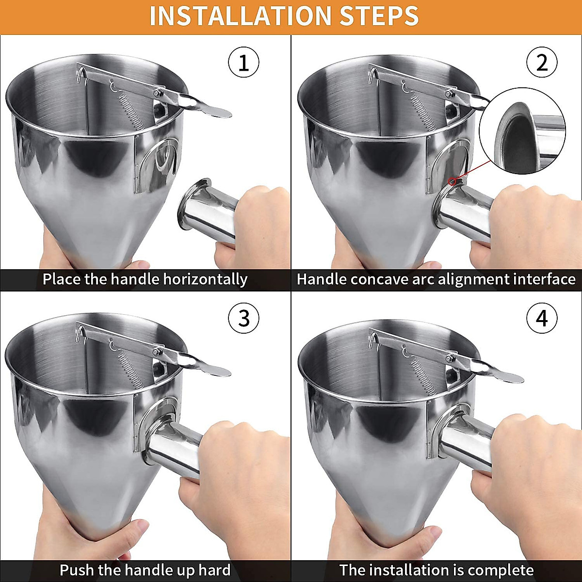 MyLifeUNIT Stainless Steel Pancake Batter Dispenser, Funnel Dispenser with Stand for Takoyaki and Baking